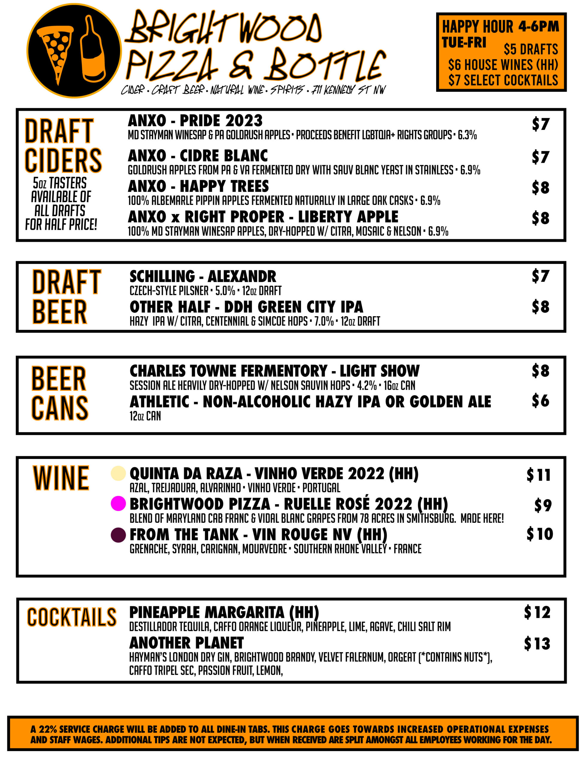 FRONT BAR DRINK MENU